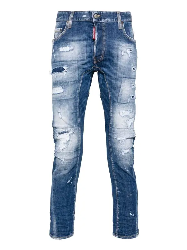 Dsquared2 Tidy Biker Mid-rise Skinny Jeans - Blue