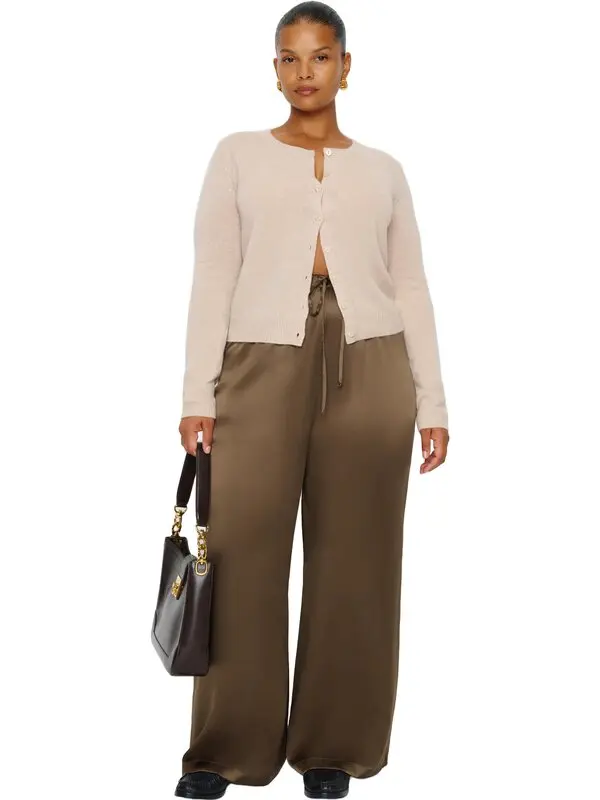 REFORMATION Olina Silk Pant Es - Brown