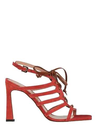 POLLINI Leather Stiletto Sandals - Tomato Red