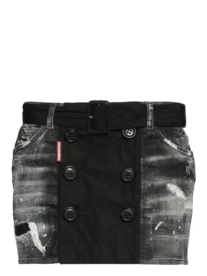 Dsquared2 Denim Wrap Mini Skirt - Black