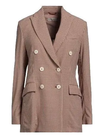 CIRCOLO 1901 Houndstooth Double-breasted Blazer - Brown