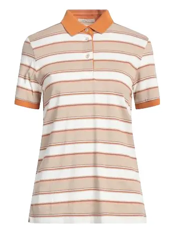 CIRCOLO 1901 Striped Cotton Polo Shirt - Beige