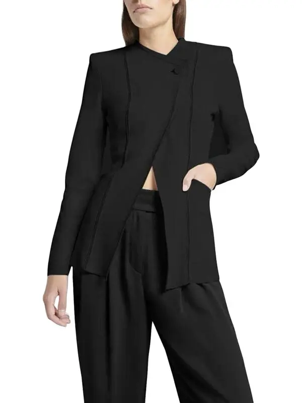 Giorgio Armani Stretch Viscose Asymmetrical Knit Jacket - Black