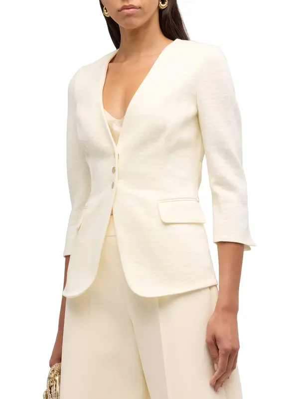 Giorgio Armani Three-quarter-sleeve Blazer - Solid White