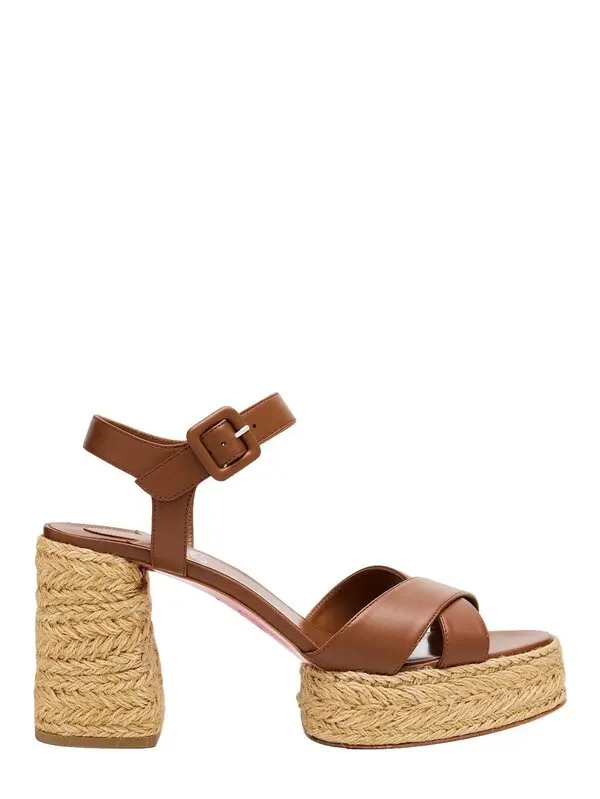 CHRISTIAN LOUBOUTIN 70mm Calakala Espadrille Sandals - Medium Brown