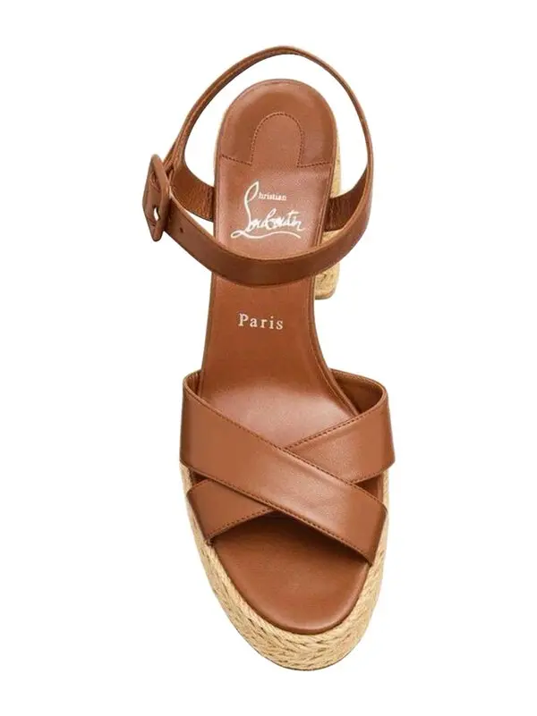 CHRISTIAN LOUBOUTIN 70mm Calakala Espadrille Sandals - Medium Brown