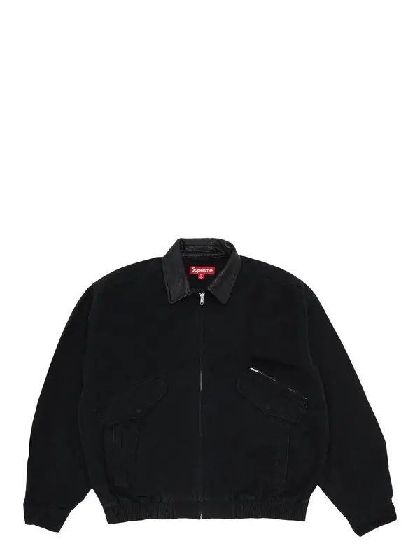 Supreme Leather Collar Utility Jacket - Black