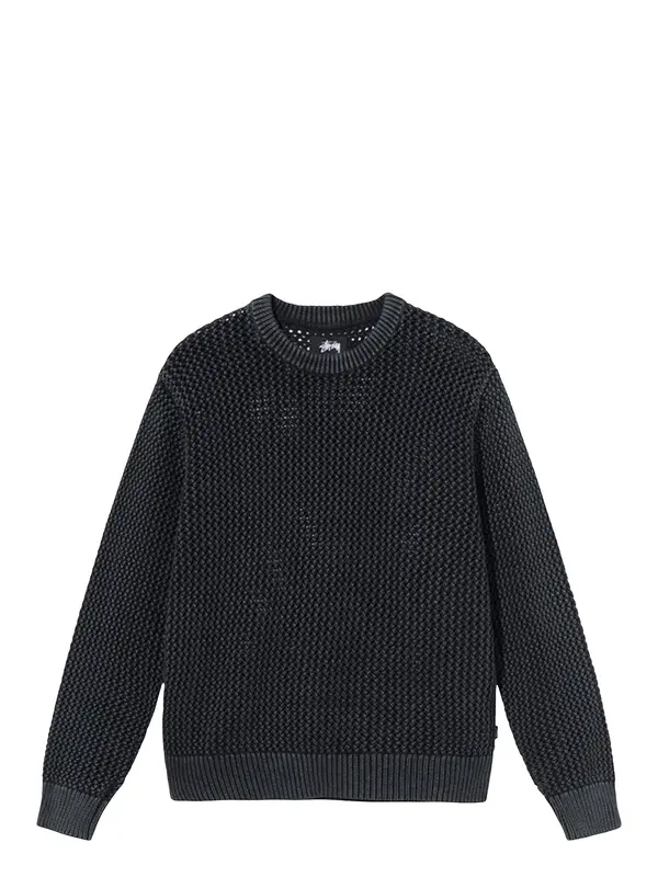 StÜssy Pigment Dyed Loose Gauge Sweater - Black