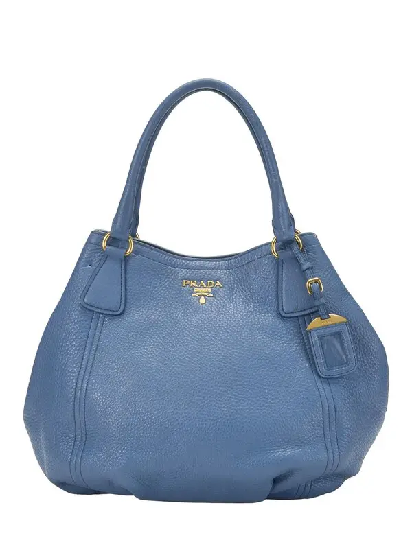 Prada Vitello Daino Sacca 2 Manici Shoulder Bag - Blue