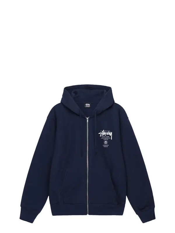 StÜssy World Tour Zip Hoodie - Blue