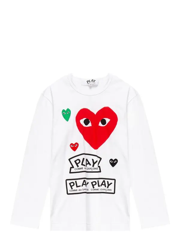 Play Comme Des Garcon Long-sleeve Logo Tee - White
