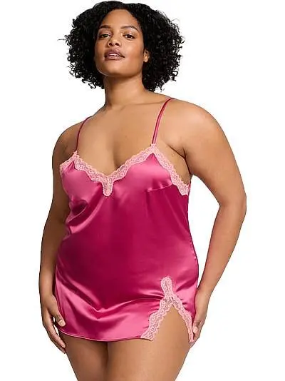 Victoria's Secret Tease Satin Lace-trim Mini Slip Dress - Pink