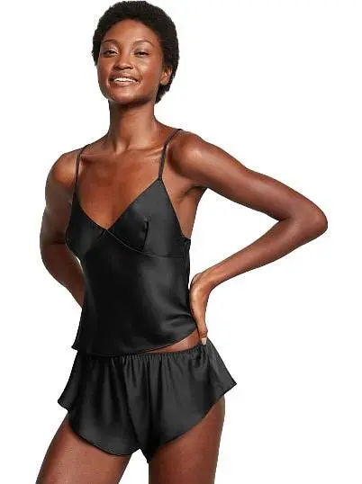 Victoria's Secret Satin Cami & Shorts Set - Black