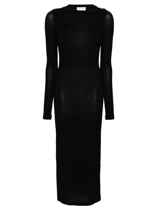 Saint Laurent Wool-blend Long Pencil Dress - Black