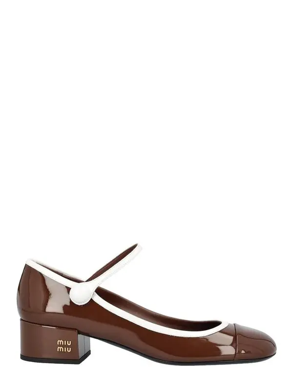 Miu Miu Mary Jane Heeled Pumps - Rosewood+white