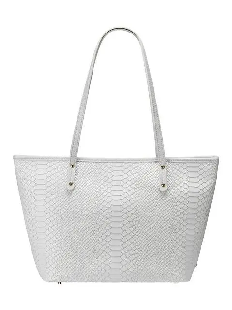 Gigi New York Zip Taylor Embossed Python Tote - White