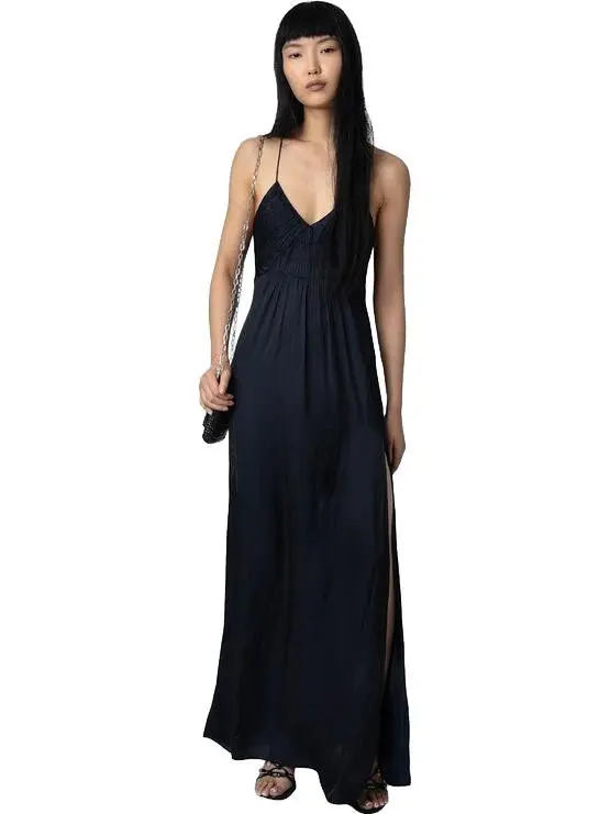 Zadig&Voltaire Rayonne Satin Maxi Dress - Navy