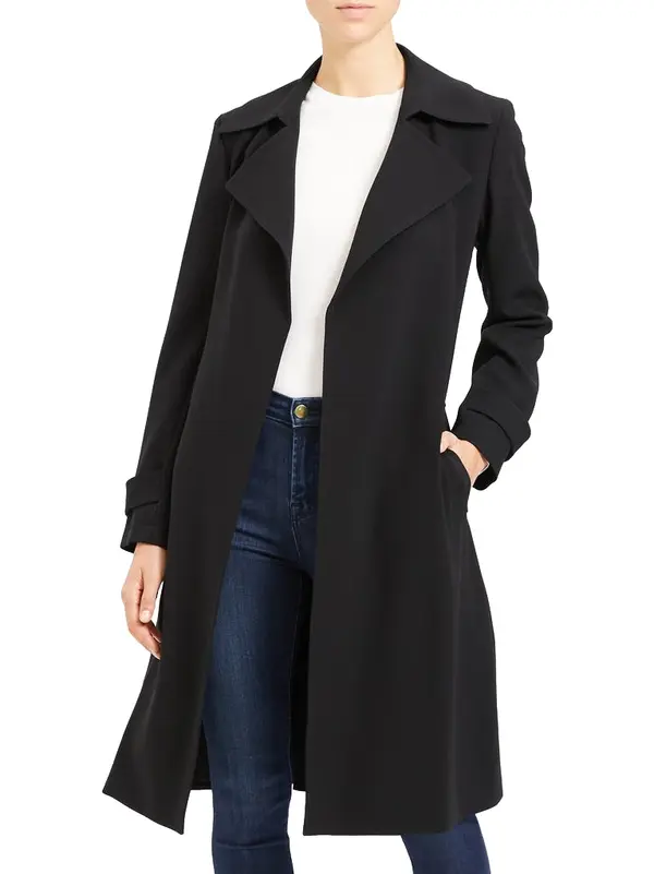 Theory Oaklane Admiral Crepe Trench Coat - Black