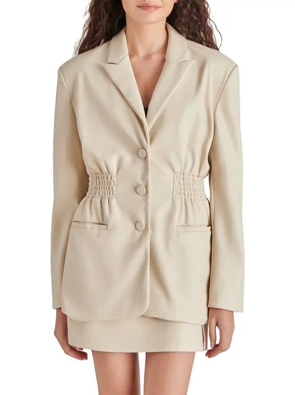 Steve Madden Frida Faux Leather Blazer - Bone