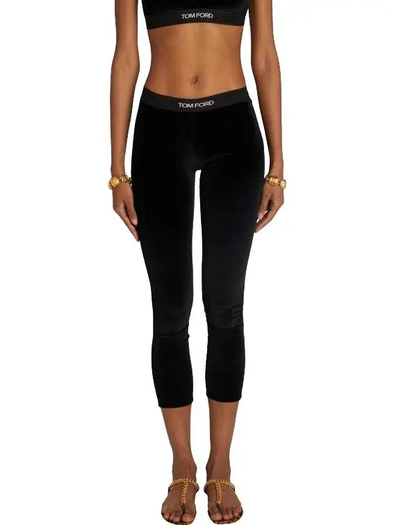 TOM FORD Signature Velour Crop Leggings - Lb999 Black