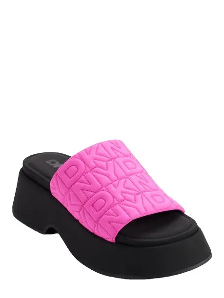 Dkny Logo Quilt Platform Slide Sandal - Shckng Pnk