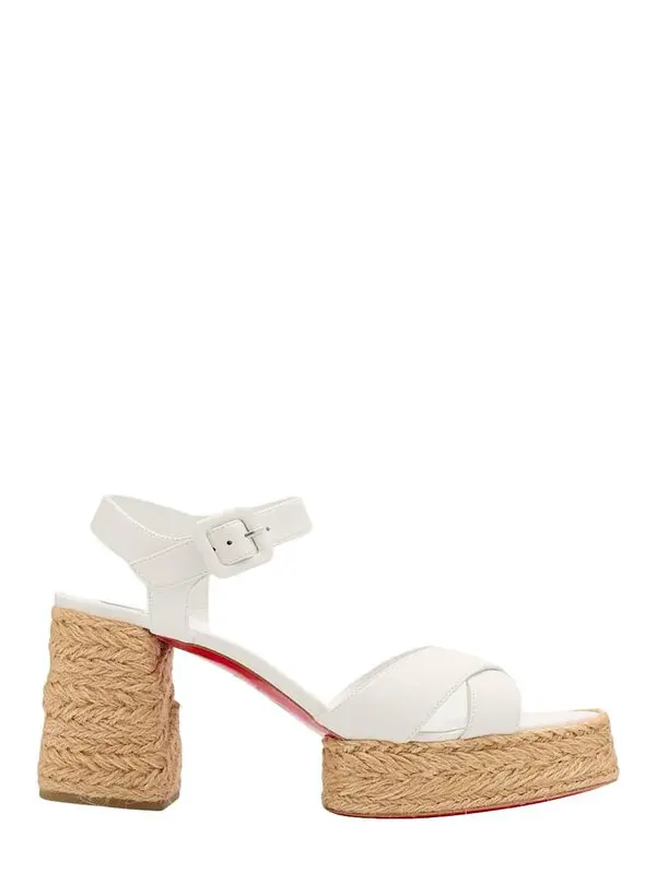 CHRISTIAN LOUBOUTIN 70mm Calakala Leather Espadrille Sandals - Bianco