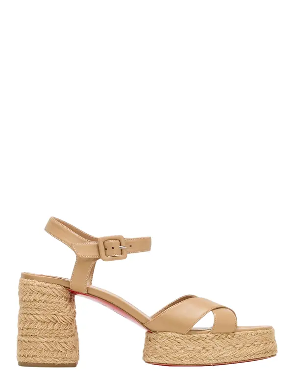 CHRISTIAN LOUBOUTIN 70mm Calakala Leather Espadrille Sandals - Toffee