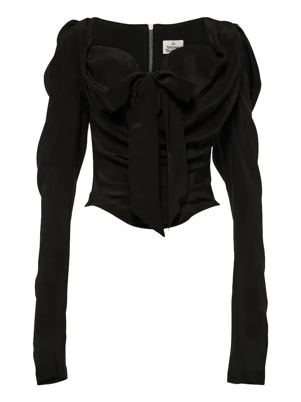 VIVIENNE WESTWOOD Tie-detail Silk Top - Black