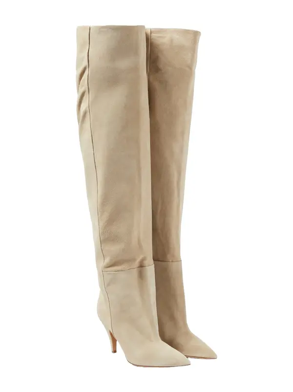 Khaite River Knee-high Suede Boots - Beige