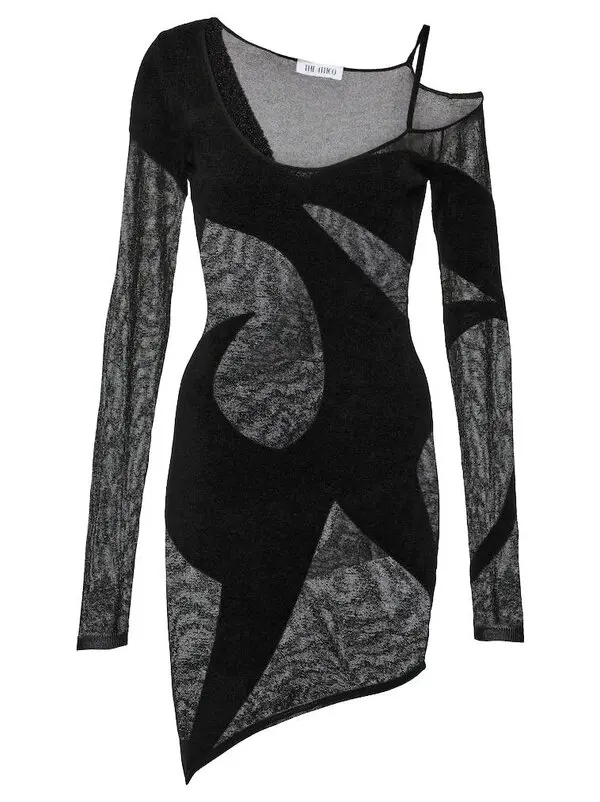 Attico Asymmetric Mini Dress - Black