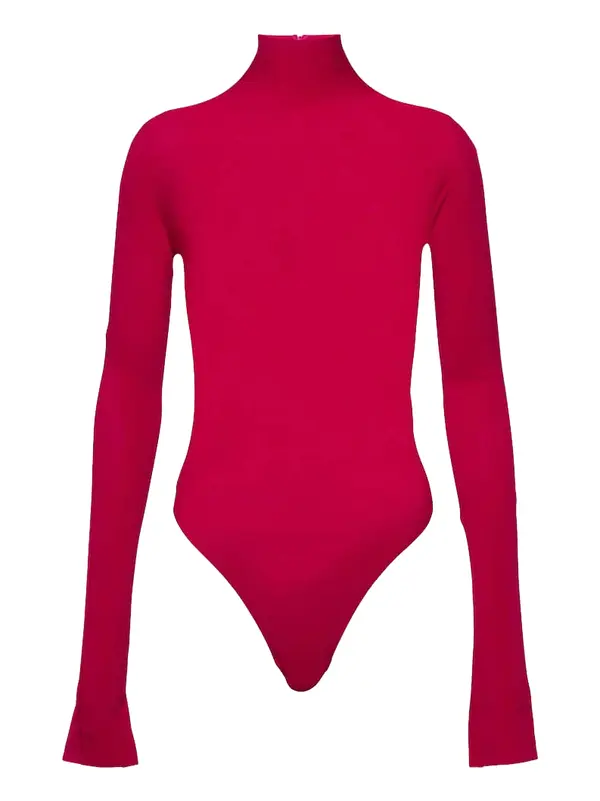 Alaïa Turtleneck Jersey Bodysuit - Pink
