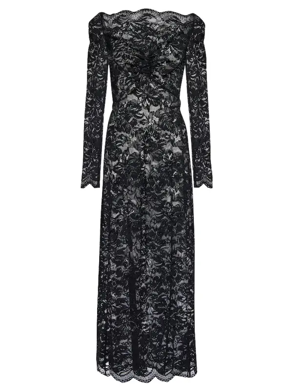 Rabanne Floral Lace Maxi Dress - Black