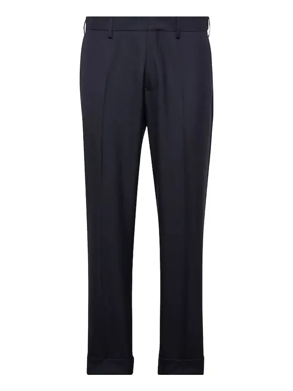 Dries Van Noten Wool Straight Pants - Blue