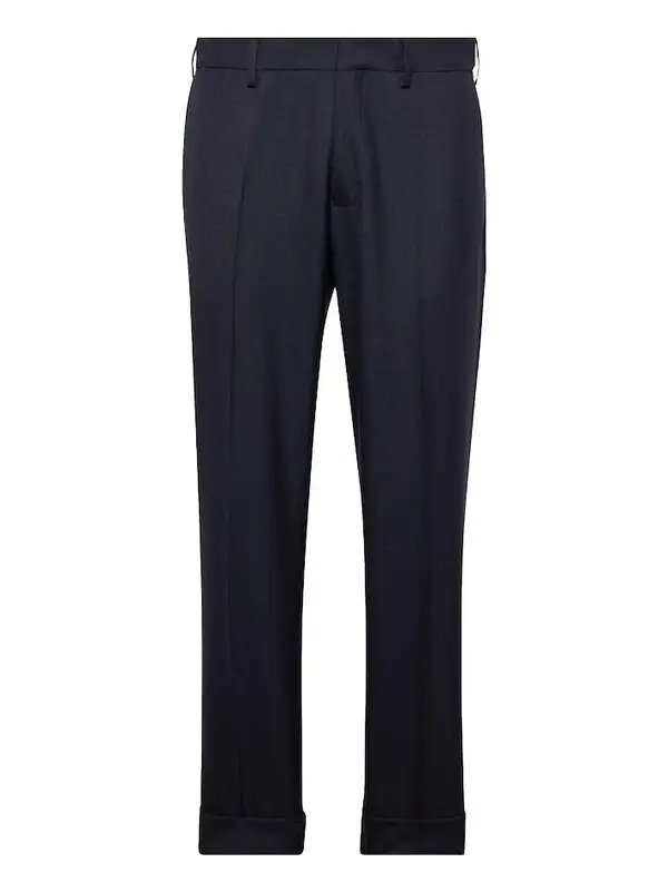Dries Van Noten Wool Straight Pants - Blue