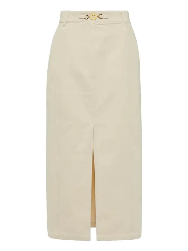 Patou High-rise Denim Maxi Skirt - White