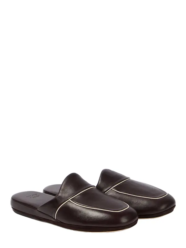 THE ROW Beck Leather Mules - Brown