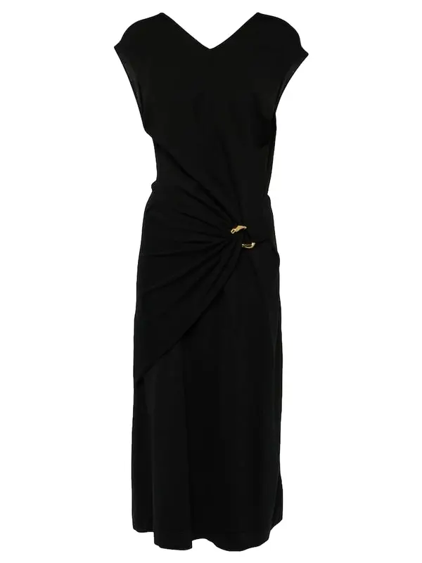 JIL SANDER Virgin Wool Midi Dress - Black