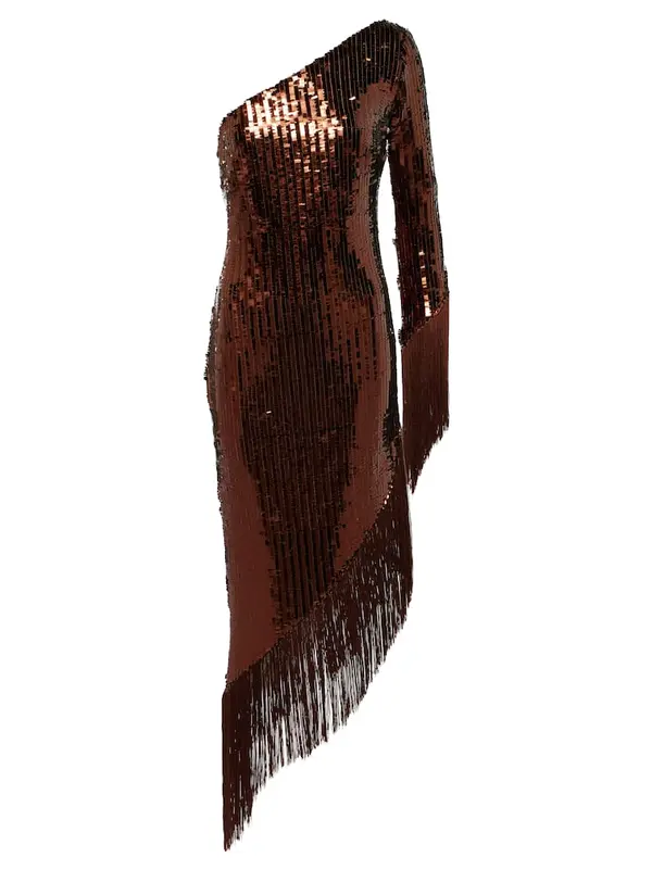 TALLER MARMO Aventador Disco Sequined Midi Dress - Brown