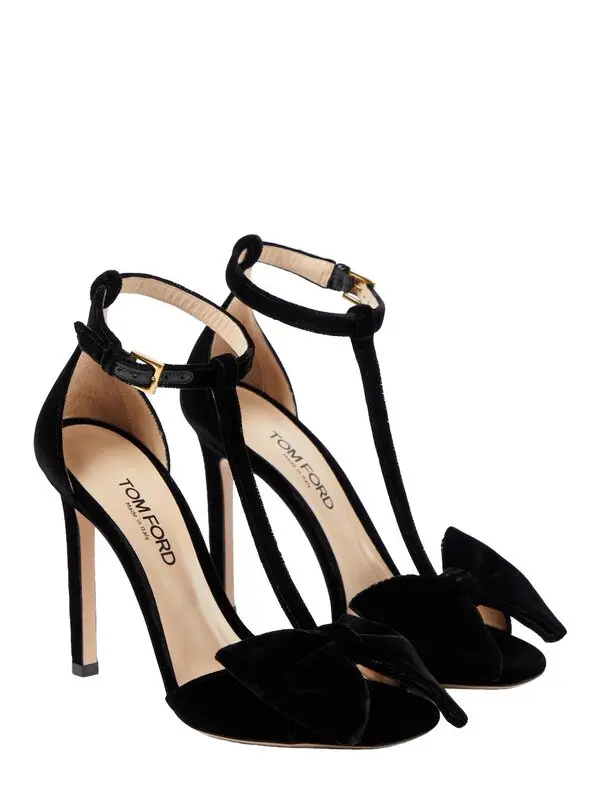 TOM FORD Brigitte Velvet Bow Sandals - Black