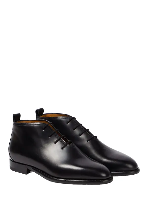 THE ROW Grant Leather Lace-up Boots - Black
