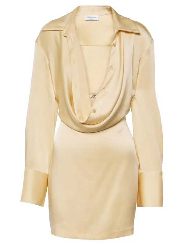 Blumarine Draped Satin Mini Dress - Beige