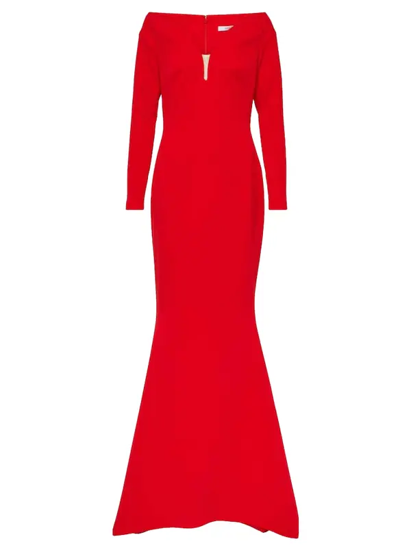 Safiyaa Wilson Crêpe Fishtail Gown - Red