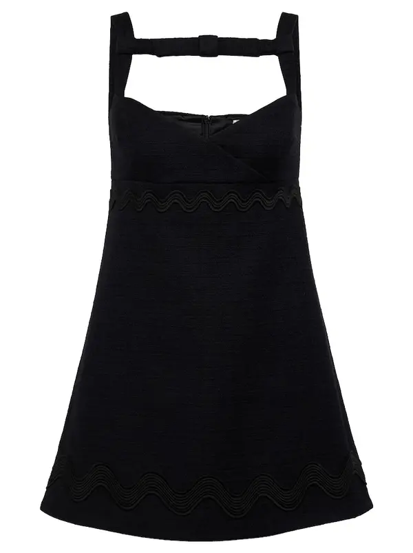 Patou Bow-detail Cotton-blend Tweed Minidress - Black