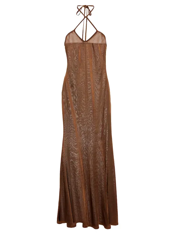 TOM FORD Halterneck Jersey Maxi Dress - Metallic