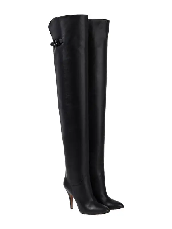 Valentino Garavani Vlogo Signature Leather Over-the-knee Boots - Black
