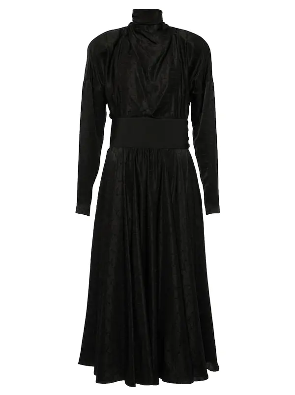 Alaïa Tie-neck Midi Dress - Black