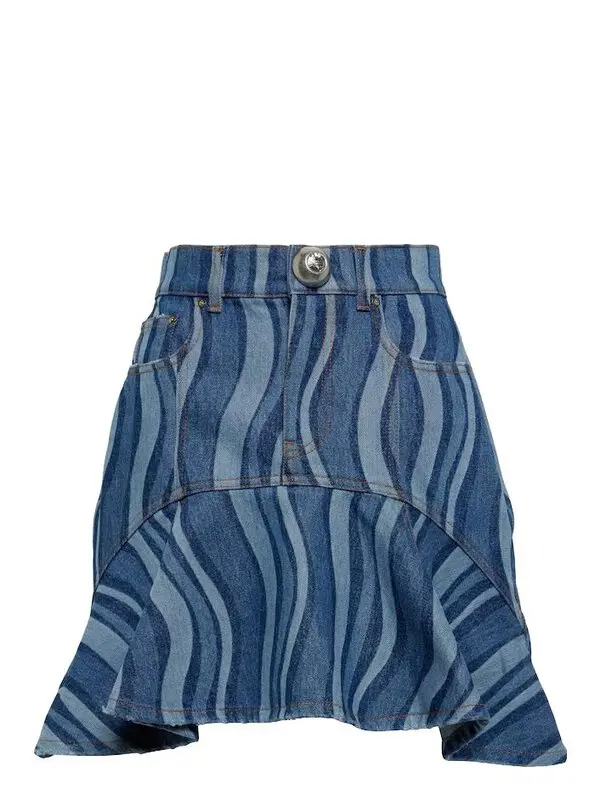 AREA Sunray Denim Miniskirt - Blue