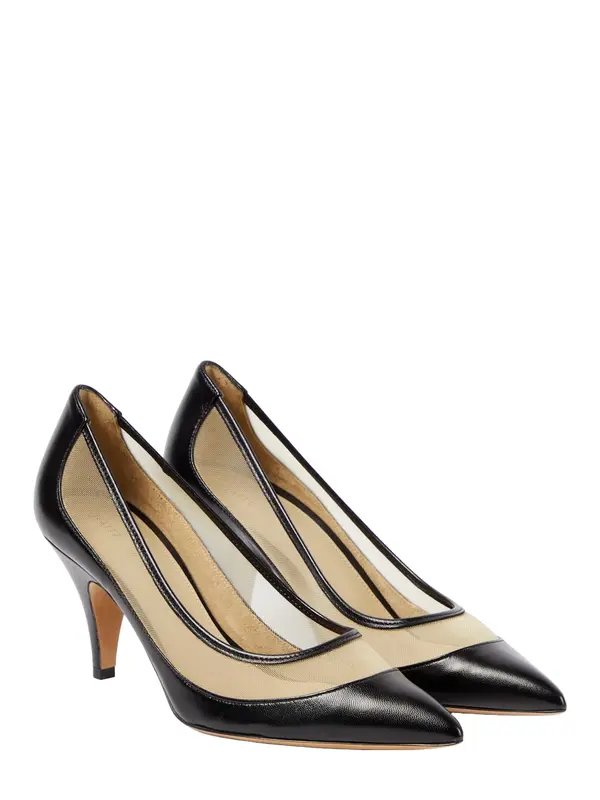 Khaite River Leather And Mesh Pumps - Black