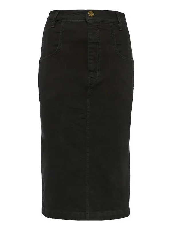 FRAME The High Waisted Seamed Denim Midi Skirt - Black