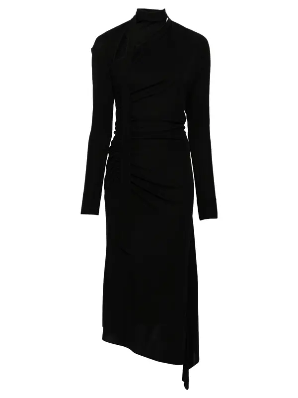 Victoria Beckham Cut-out Ruched Midi Dress - Black